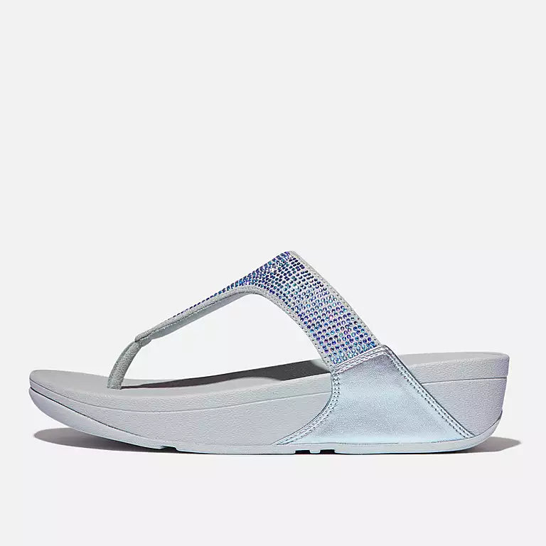 Fitflop - LULU Crystal Embellished Toe-Post Sandal - Quiet Blue